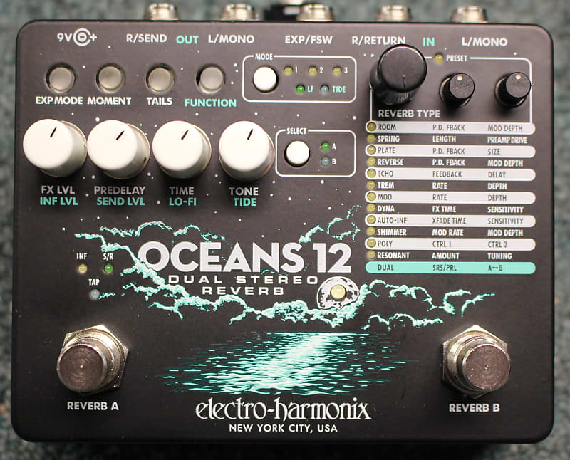 Electro-Harmonix Oceans 12 Dual-Stereo Reverb Effects Pedal | Reverb