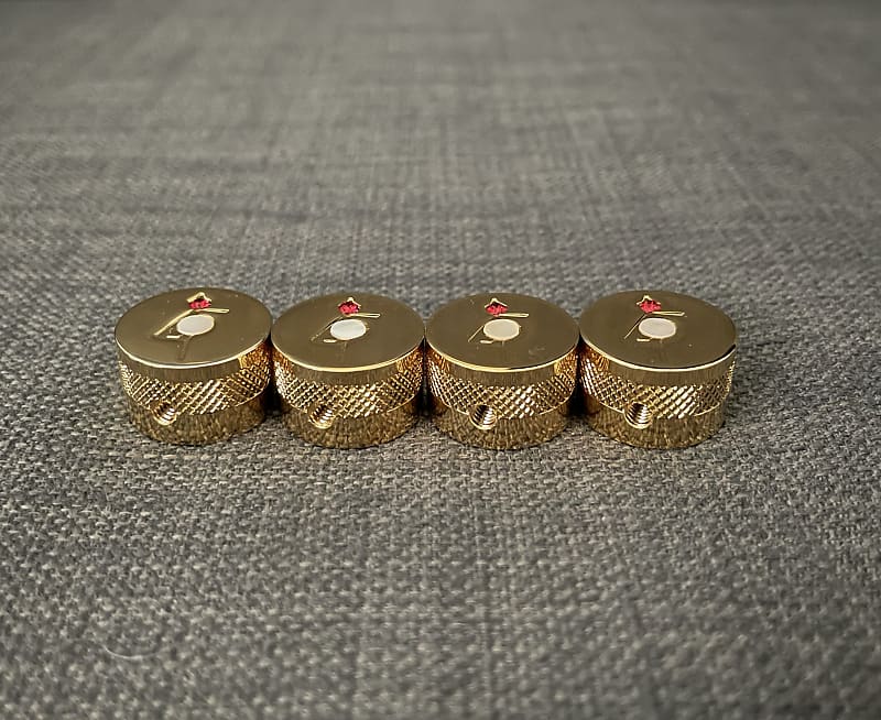 Gretsch Jewel G Logo 1/4" Solid Shaft Guitar Knobs (4) Gold | Reverb