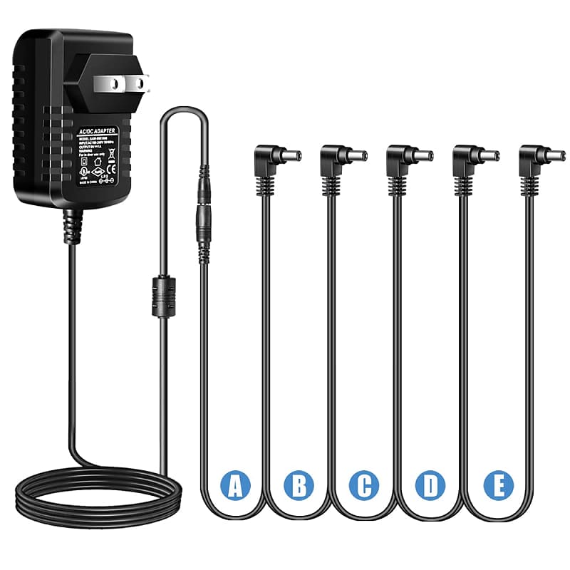 Pedal Adapter 9V DC 1A 1000ma Tip Negative 5 Way Daisy Chain | Reverb