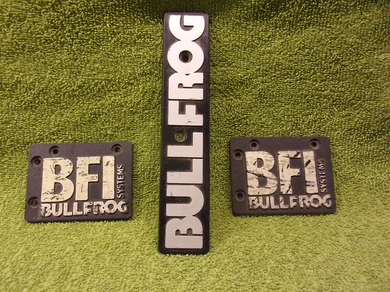 PROJECT: Bullfrog PA speaker logos, 1980's, SILVER ON BLACK | Reverb