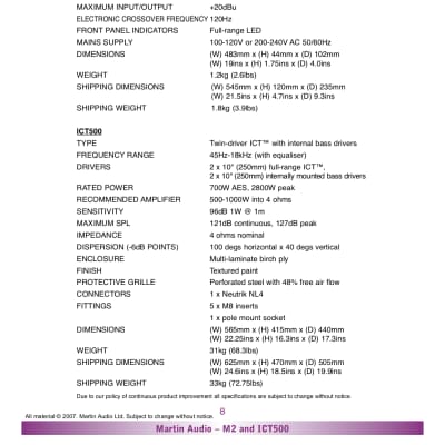 Full Range Sound System 700w Martin Audio ICT500 w M2 System | Reverb