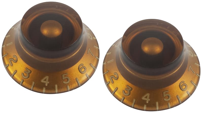 Gibson Style Top Hat Knob, Push On Style, Amber, 2 Pack, | Reverb
