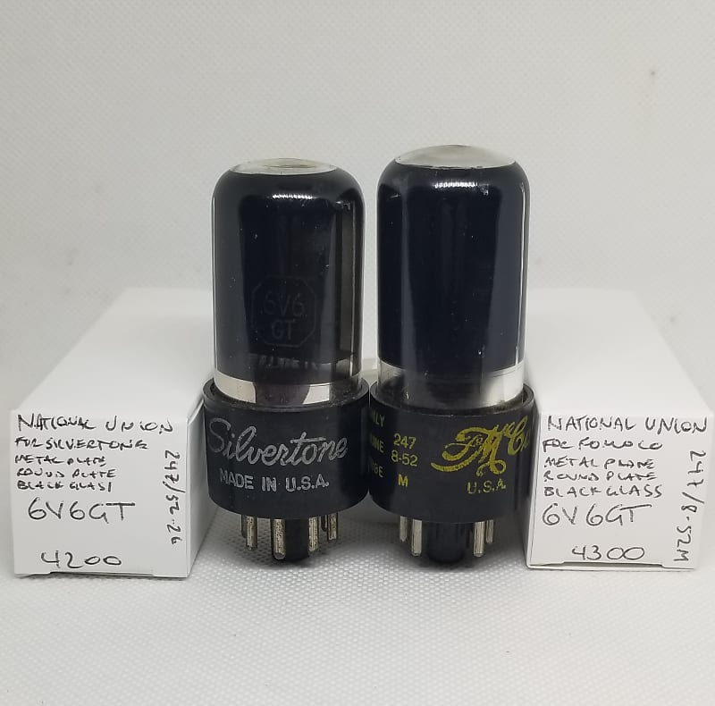National Union 6V6GT Black Glass Matched Pair (2.3%) NOS 6V6 | Reverb