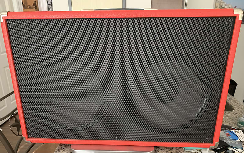 Red Tolex 2X12 Open Back cab loaded with Celestion G12-412 | Reverb