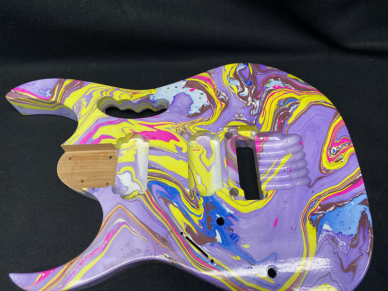 Purple multicolor Swirled Alder 6 string LEFTY Jem style | Reverb