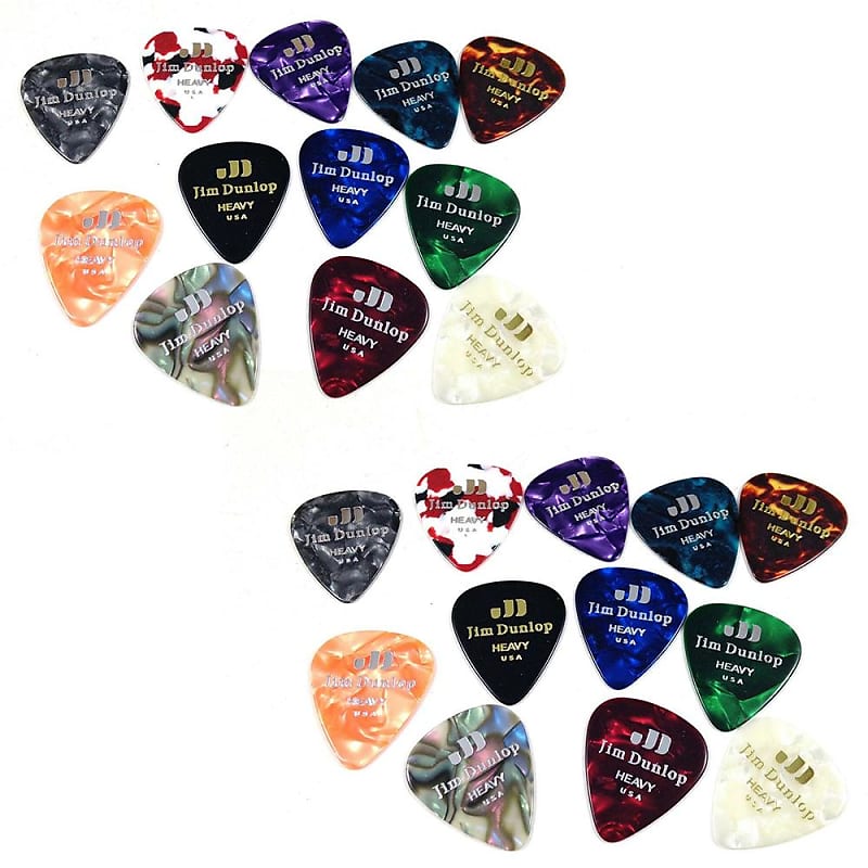 Dunlop Guitar Picks 24 Pack Celluloid Variety Pack Heavy | Reverb