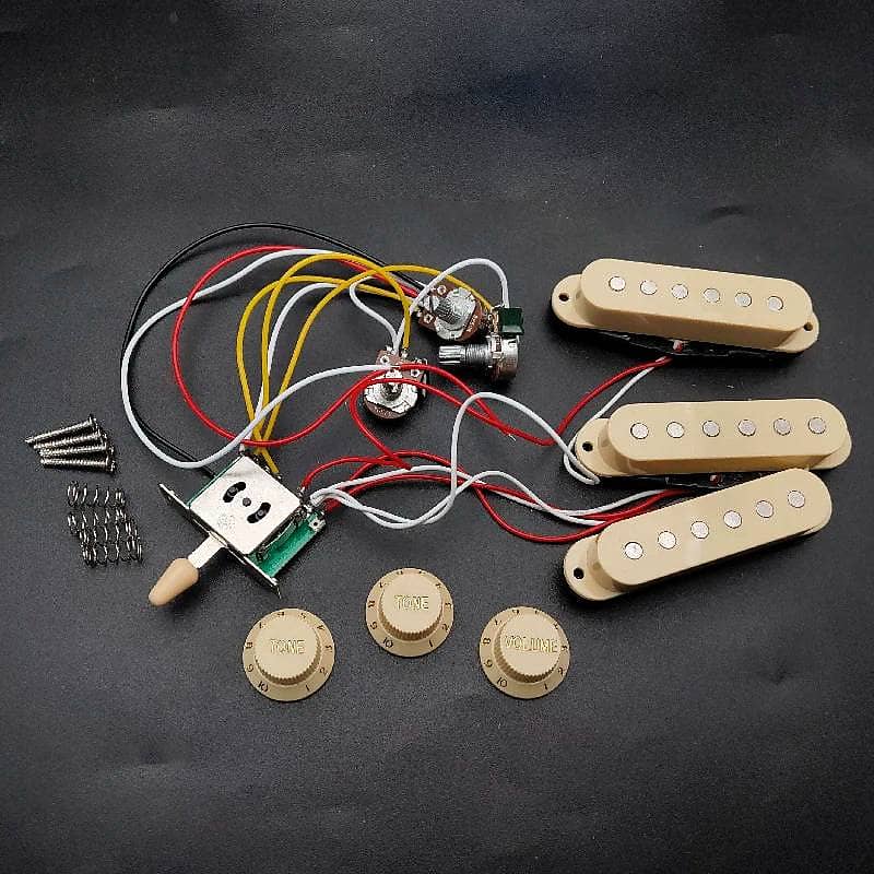 Cream Guitar SSS Single Coil Pickups with Wiring Harness | Reverb