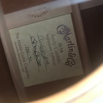 Martin Andy Griffith Signature Model D-18 | Reverb