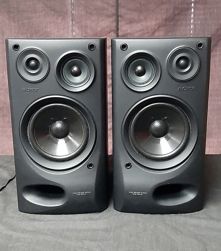 (2) Sony SS-M55 - Black 3-Way Bookshelf Speakers | Reverb