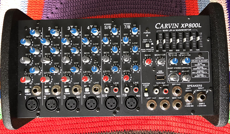 Carvin XP800L Lightweight Stereo Powered 500W 8-Channel Mixer | Reverb