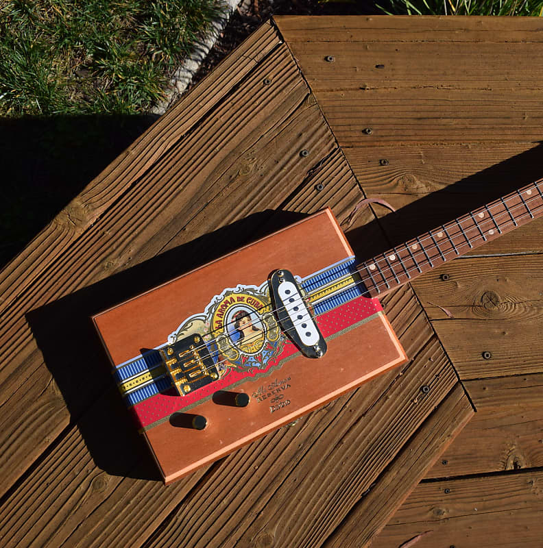 Cigar box guitar, 3-string electric guitar, cbg | Reverb