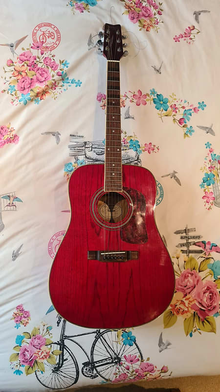 Washburn D-11 TR Trans Red Acoustic Guitar, Made In Korea | Reverb UK
