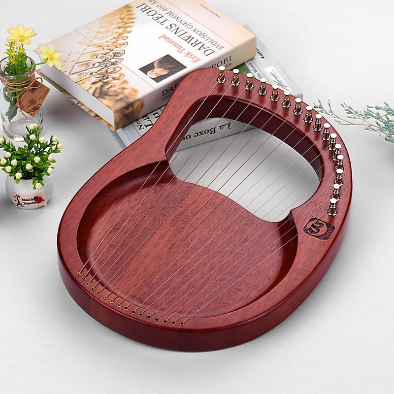 16-String Wooden Lyre Harp Metal Strings Mahogany Solid Wood | Reverb