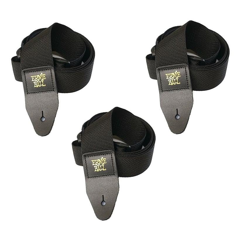 Ernie Ball Black Polypro Guitar Strap 3-Pack Bundle Nylon 2 | Reverb