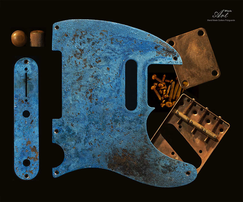 Copper Telecaster Pickguard Big SET-of-7 "Rusty | Reverb