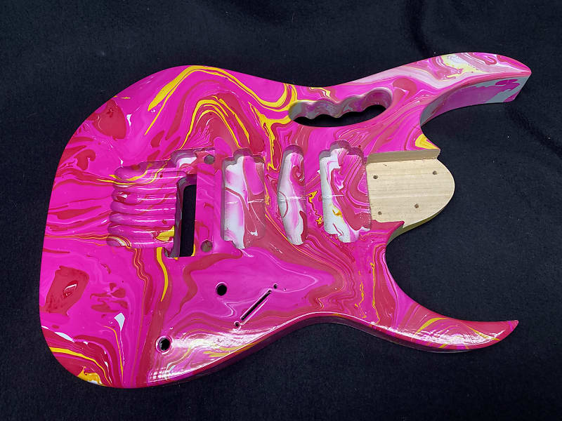 Neon Pink Swirled Alder 7 string Jem style guitar | Reverb Australia