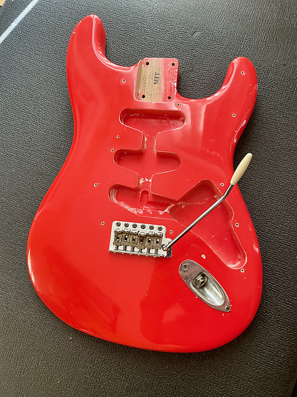 MJT Fiesta Red Strat Body Relic by MJT w/ Fender bridge | Reverb