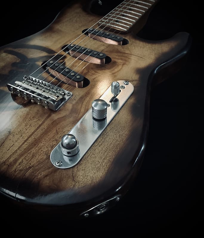 Custom, handcrafted strat/tele hybrid made from driftwood | Reverb