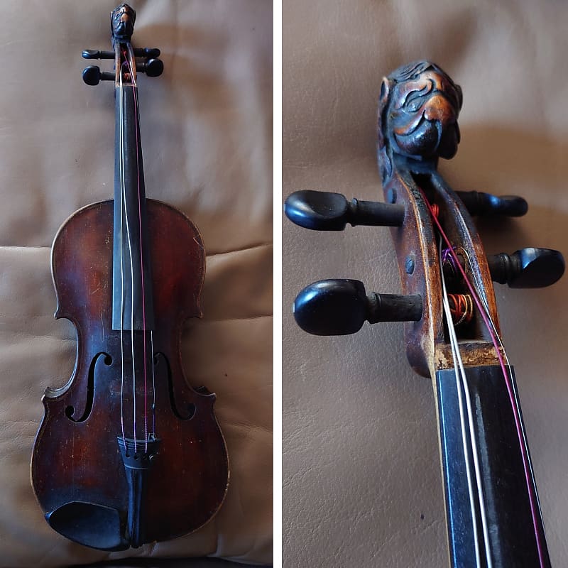 Unbranded lion's head scroll violin, Germany or Austria circa | Reverb