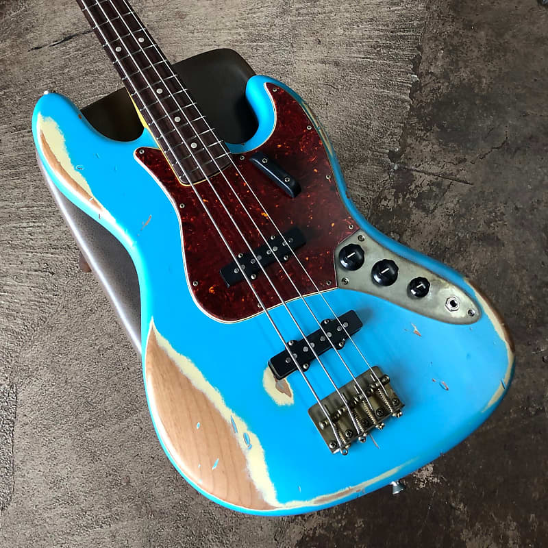 Nash JB-63 Jazz Bass, Daphne Blue with Heavy Aging TSP-14 | Reverb