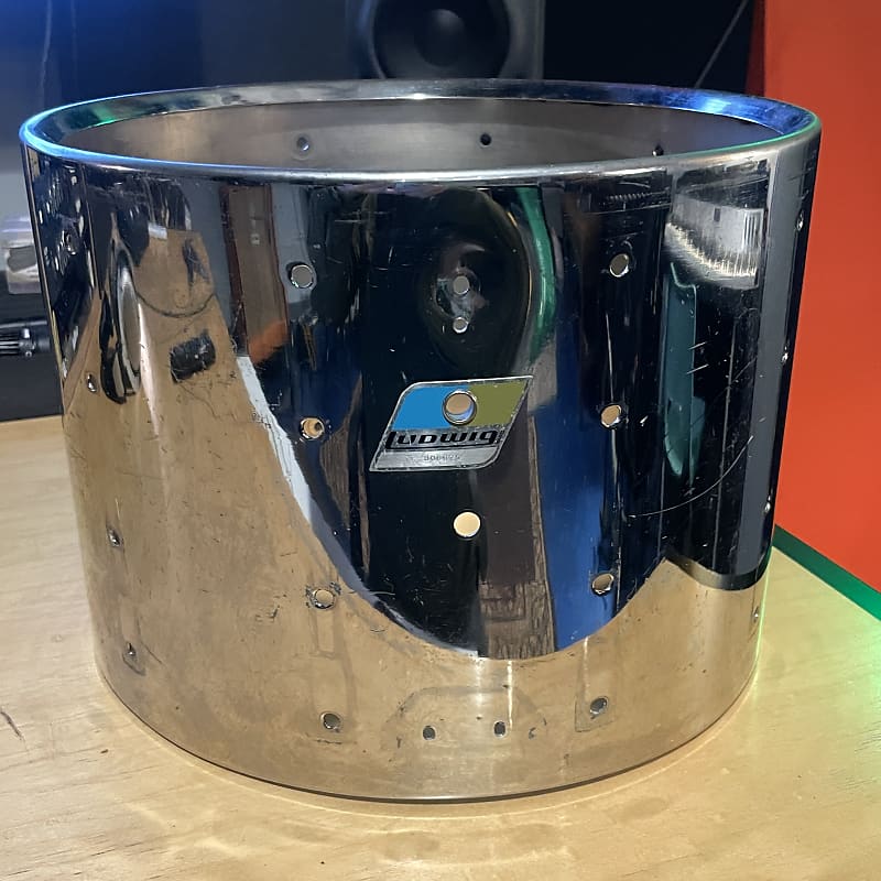 70s Ludwig 10 Lug 14x10 Marching Snare Shell Blue & Olive | Reverb