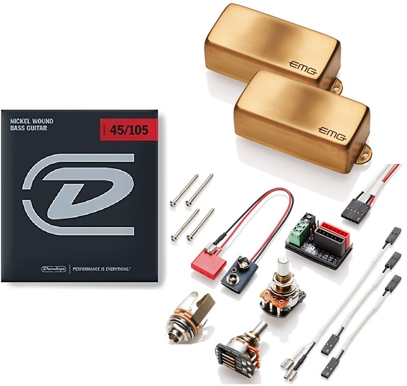 EMG Les Claypool LC Pachyderm Brushed Gold Active PA Set | Reverb