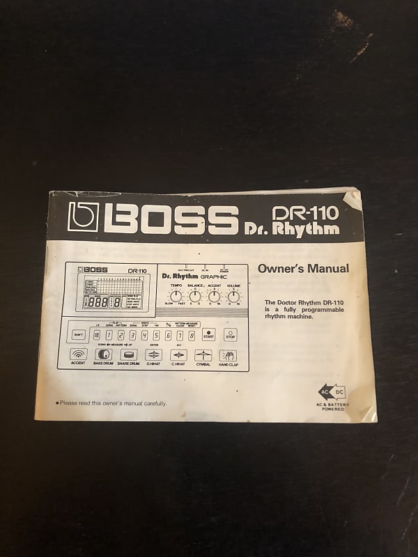 Boss DR-110 Manual Dr. Rhythm | Reverb