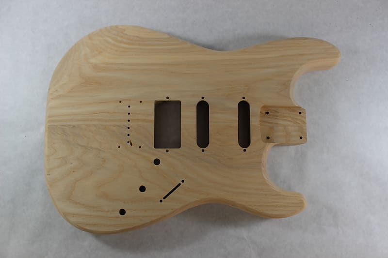 Unfinished Ash HSS Hardtail guitar body - fits Fender Strat | Reverb
