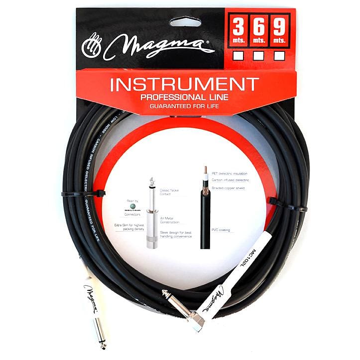 Magma Instrument Cable, 1/4" Straight to Right Angle Rean By | Reverb