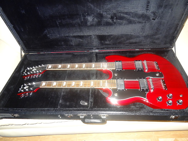 Left Handed Agile Valkyrie Heritage Cherry double neck guitar | Reverb