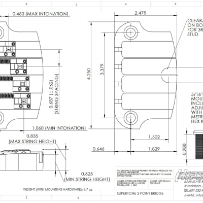 Hipshot Chrome SUPERTONE 3-point Bridge for Gibson® Epiphone® | Reverb