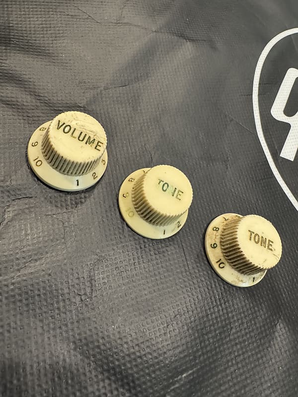 1963 Fender Stratocaster knob set 3 spoke pre cbs 1960 - 1963 | Reverb