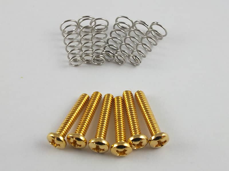6 Gold Domed Pickup Height Adjustment Screws & Springs for | Reverb