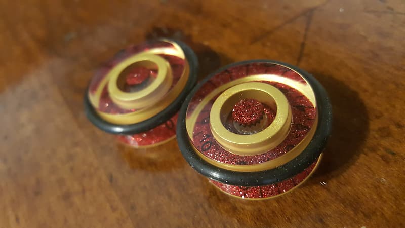 JAT CUSTOM GUITAR PARTS 2 Speed Grip Speed Knobs Gold / Red | Reverb