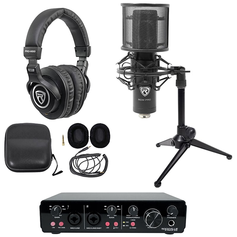 Rockville R-TRACK 2x2 1-Person Podcast Kit w/RCM PRO | Reverb