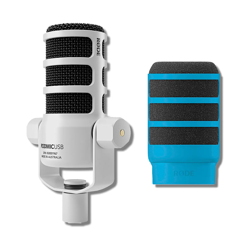 Rode PodMic USB Dynamic Broadcast Microphone (White) with | Reverb