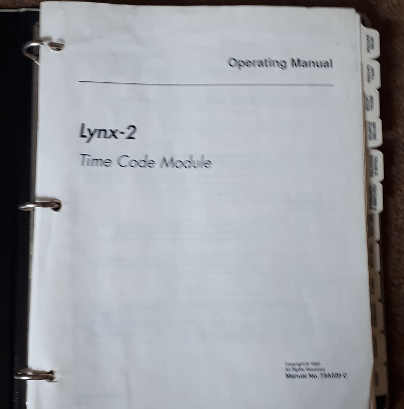 Lynx Operating Manual for Lynx-2 Time Code Module 1992 | Reverb