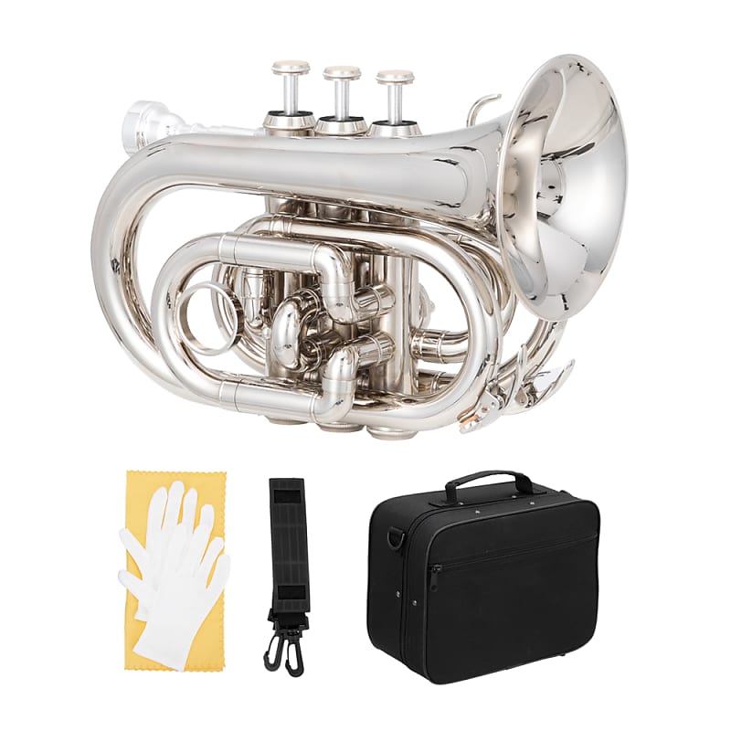 Glarry Brass Bb Pocket Trumpet Mini Trumpet with 7C | Reverb
