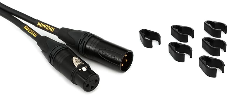 WindTech CC-6 Mic Stand Cable Clips - 6 pack + Mogami Gold | Reverb