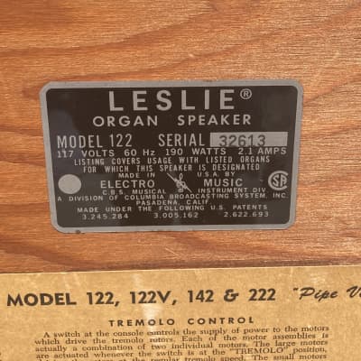 Leslie Model 122 Rotating Speaker Cab Organ Amplifier | Reverb