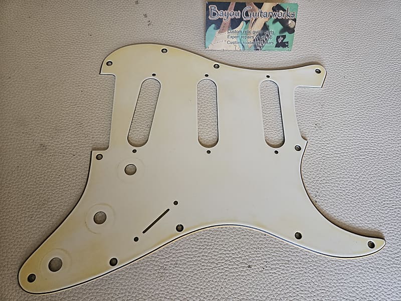 Fender Stratocaster Pickguard 3ply Parchment Aged Relic | Reverb