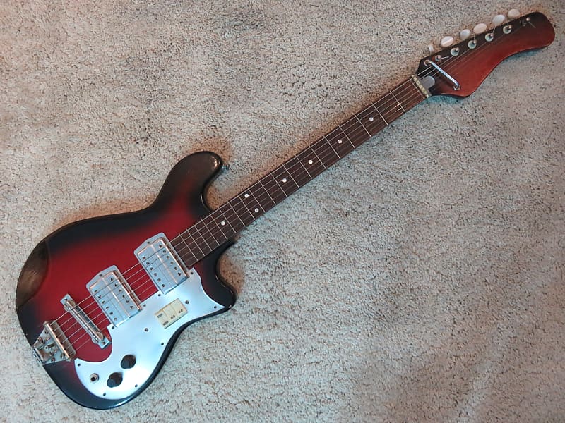 Vintage 1960s Teisco Guyatone Surf Guitar Red Burst Lo-Fi | Reverb
