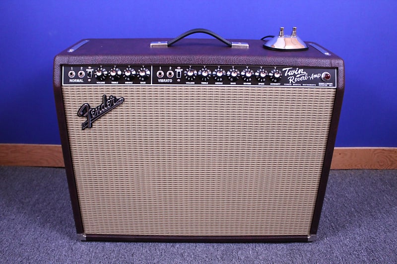Used Fender Twin Reverb Amp Burgundy w/ Wheat Grill Cloth | Reverb
