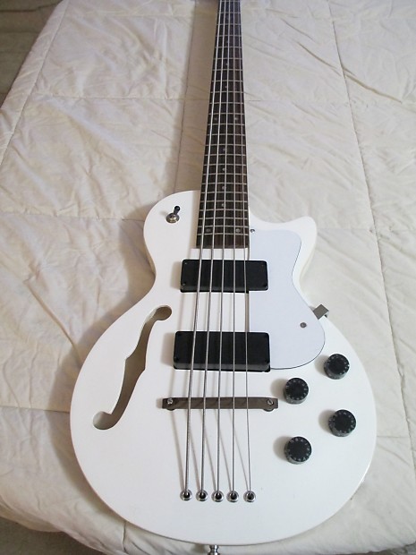 K Tone Semi Hollow 5 string bass White | Reverb