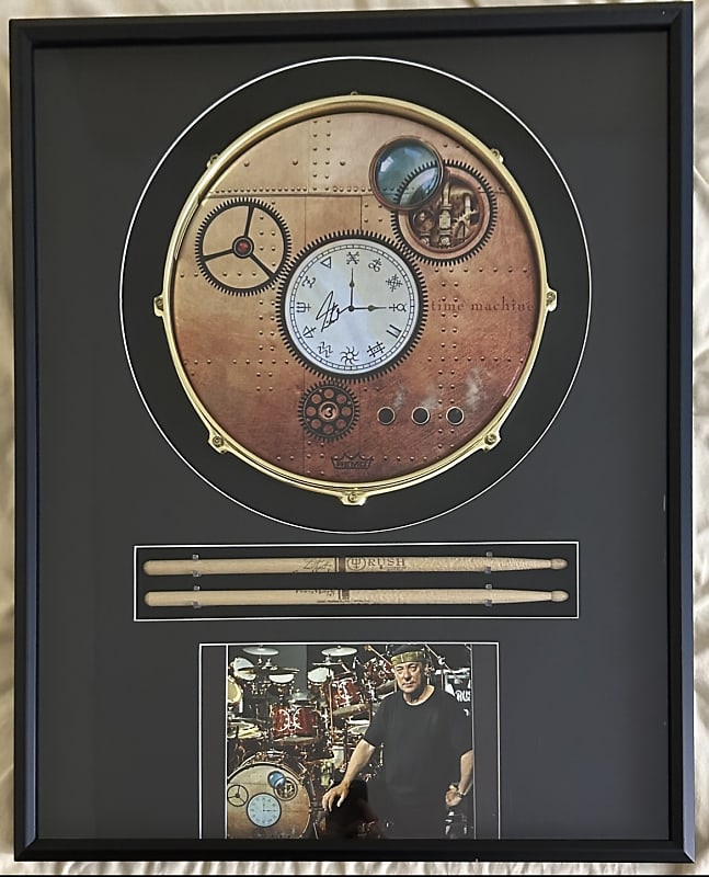 Rush Neil Peart signed Time Machine Drum Head and Staged | Reverb