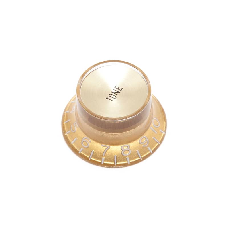 Hosco Reflector Tone Control Knob Gibson Style (Gold w/Gold | Reverb