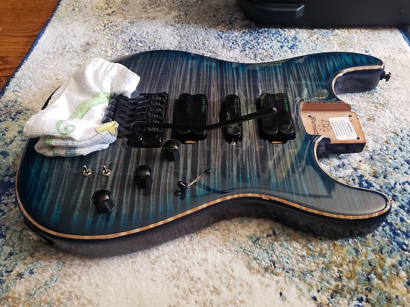 LOADED Warmoth Super Strat Body, High Grade Flame Top, Lace | Reverb