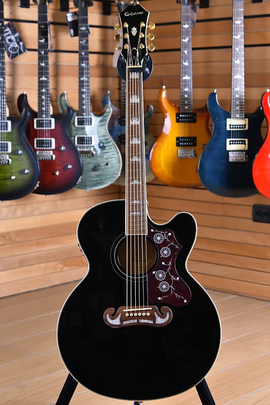 Epiphone EJ-200CE Super Jumbo Black Gold Hardware | Reverb Deutschland