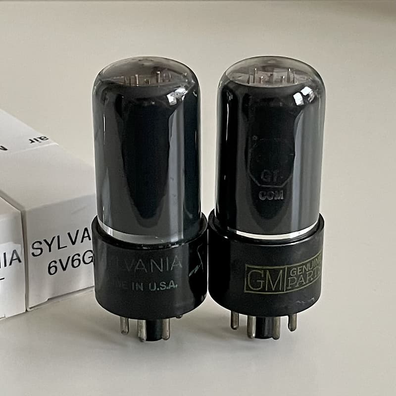 Sylvania 6V6GT Matched Pair Smoked Glass USA Power Tubes | Reverb