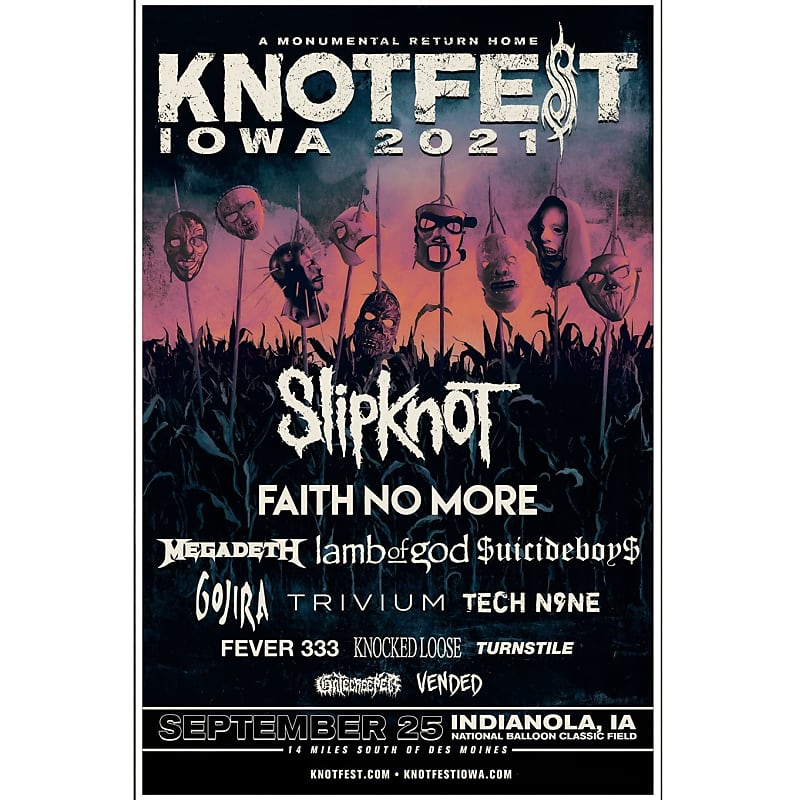SLIPKNOT Knotfest Iowa 2021 Ltd Ed New RARE Poster! FAITH NO | Reverb